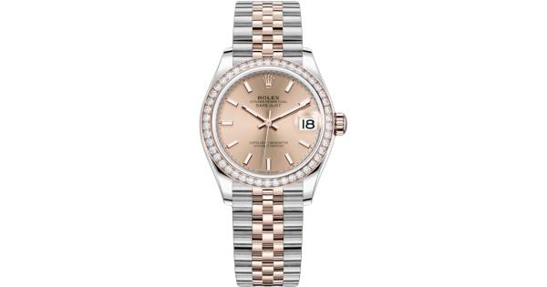 ROLEX DATEJUST 31 ROSE GOLD&STEEL CHAMPAGNE DIAL JUBILEE DIAMOND REF ...